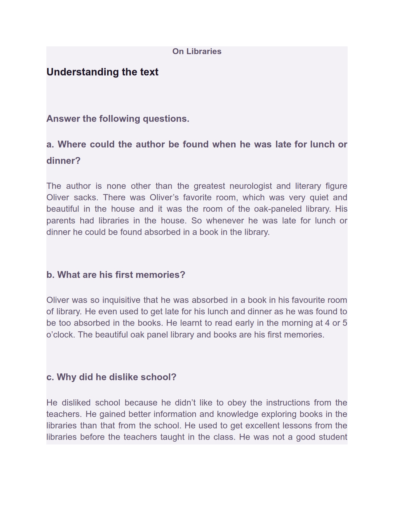On Libraries Exercise : Summary and Question Answers