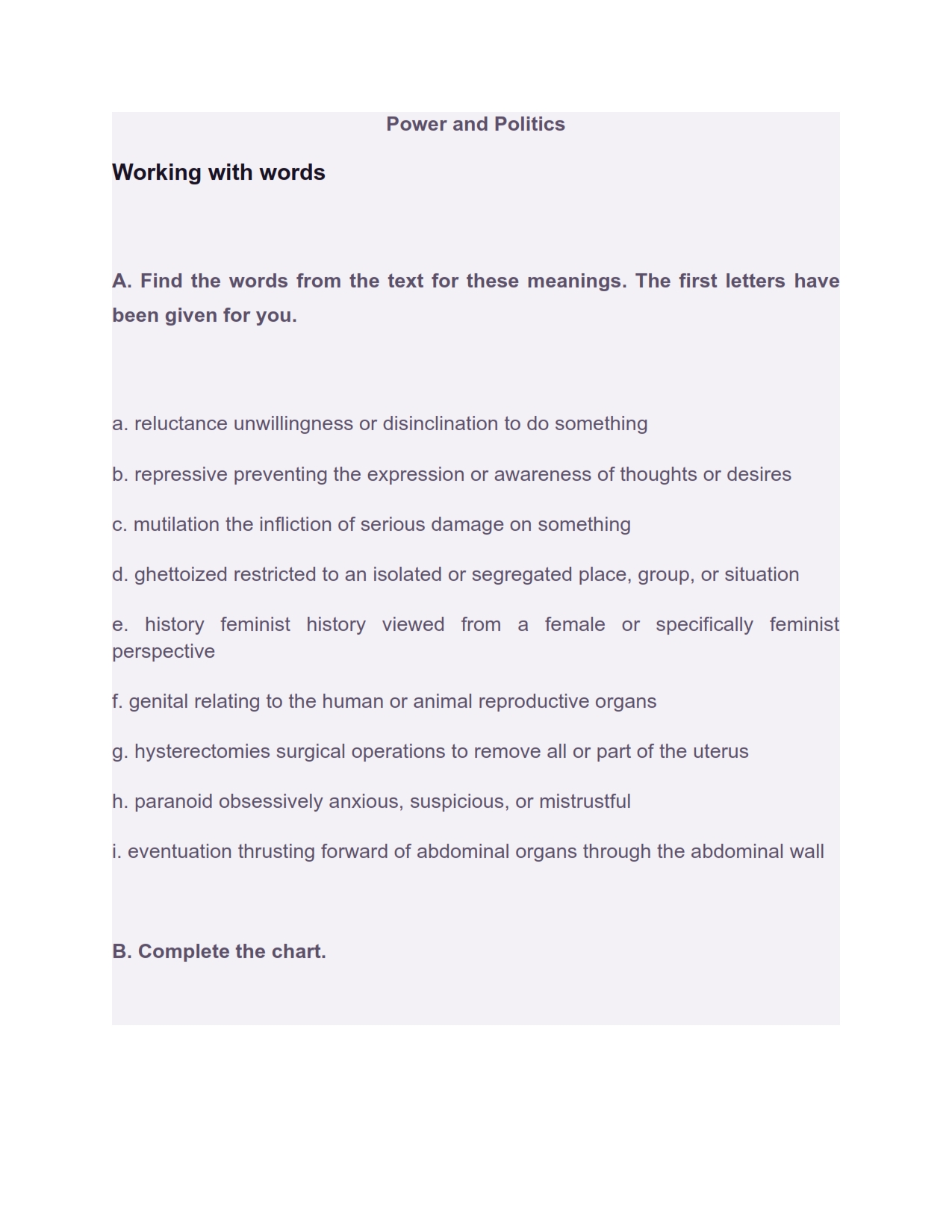 Power and Politics Exercise : Question Answers and Grammar