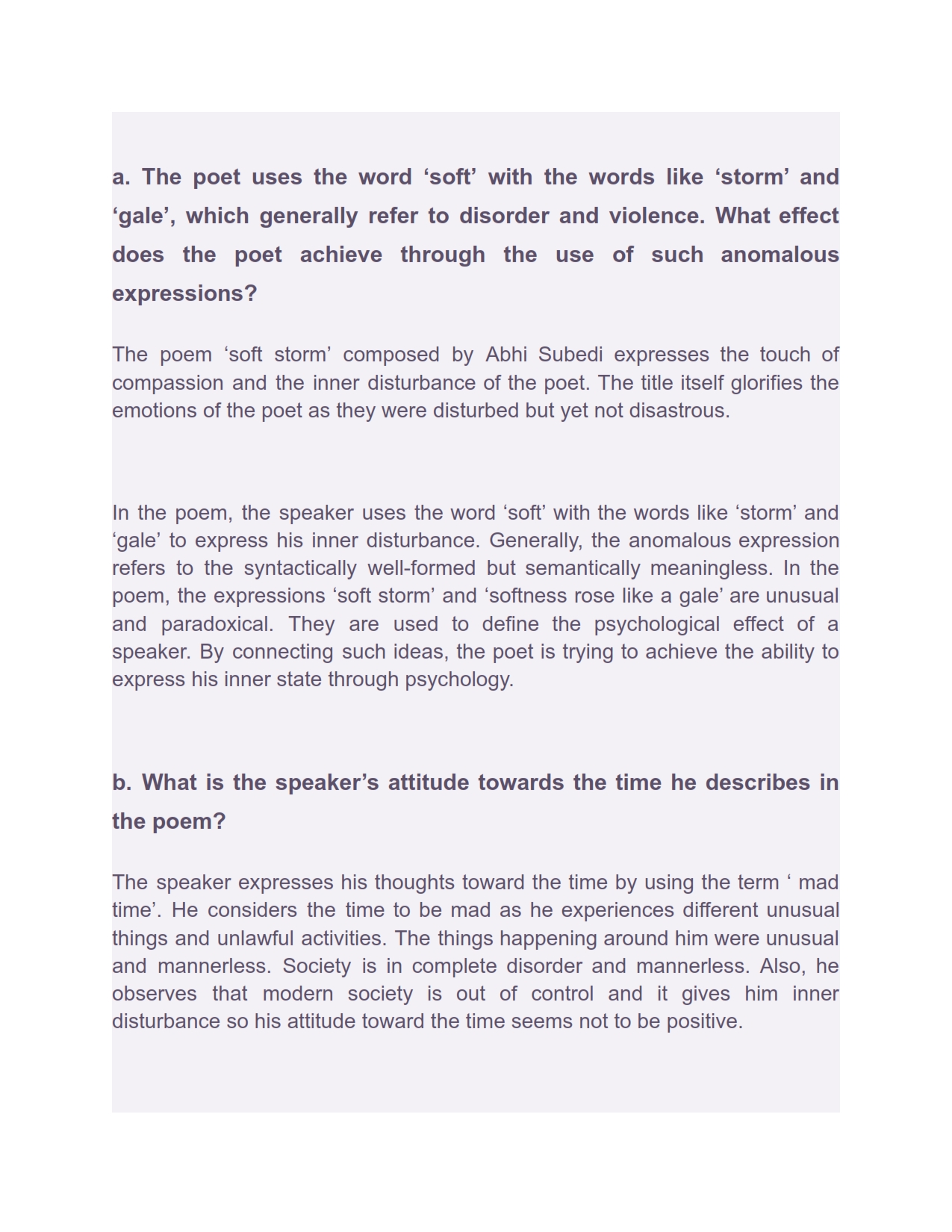 Soft Storm Exercise : Summary and Question Answers