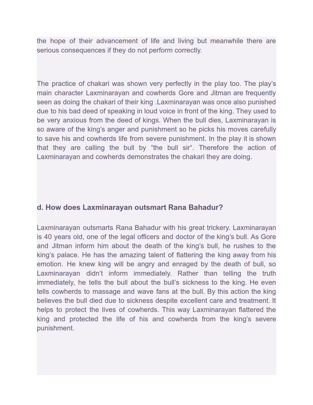 The Bull Exercise : Summary and Question Answers