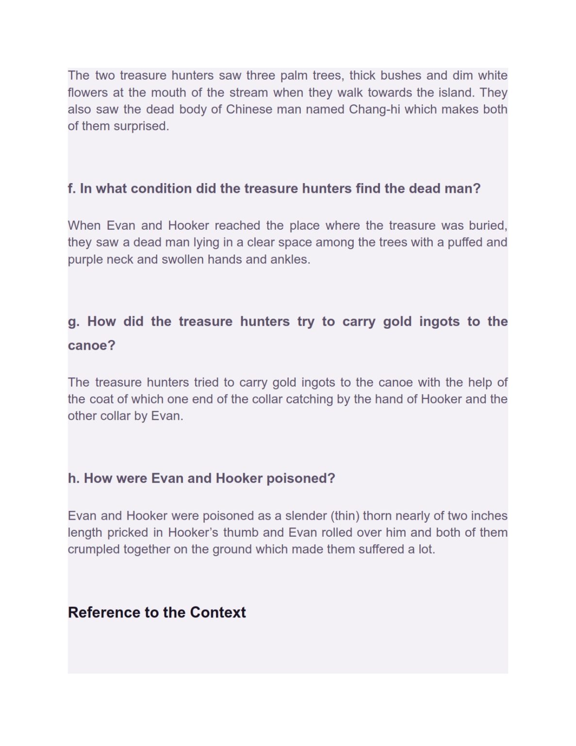 The Treasure in the Forest Exercise : Summary and Question Answers